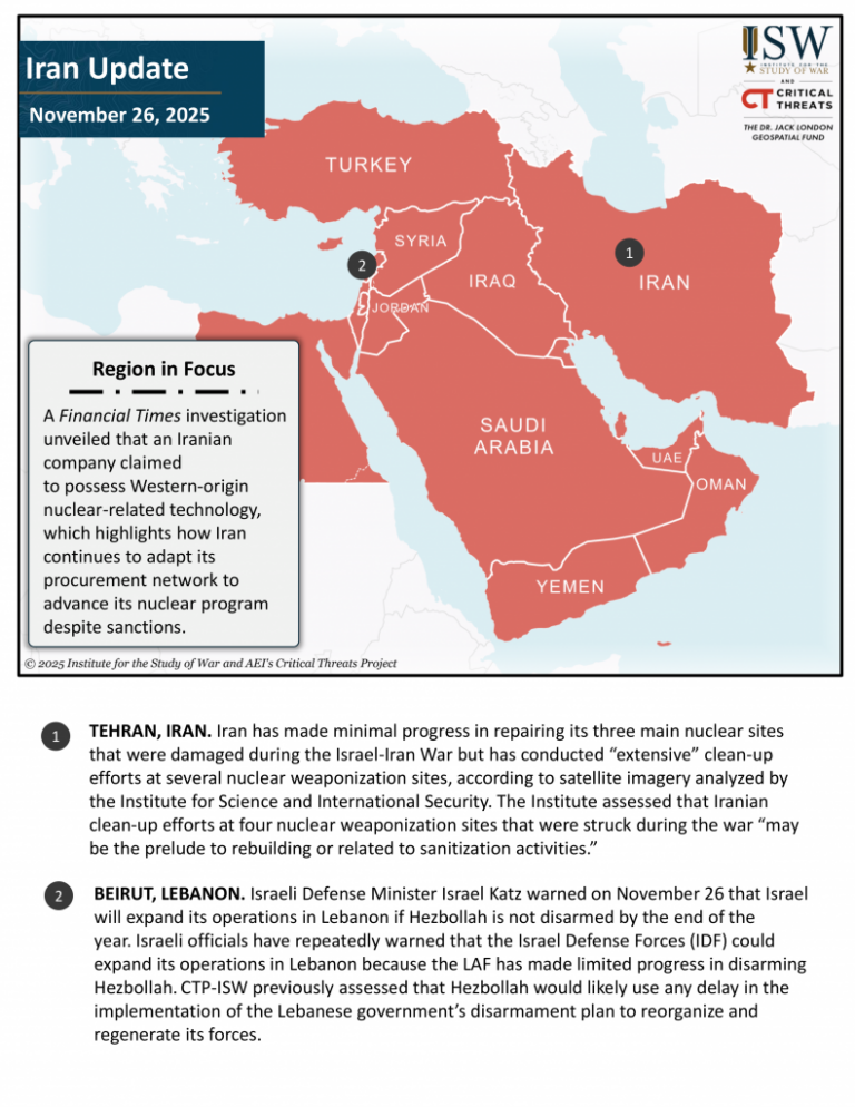 Iran Update, November 26, 2025 – Eurasia